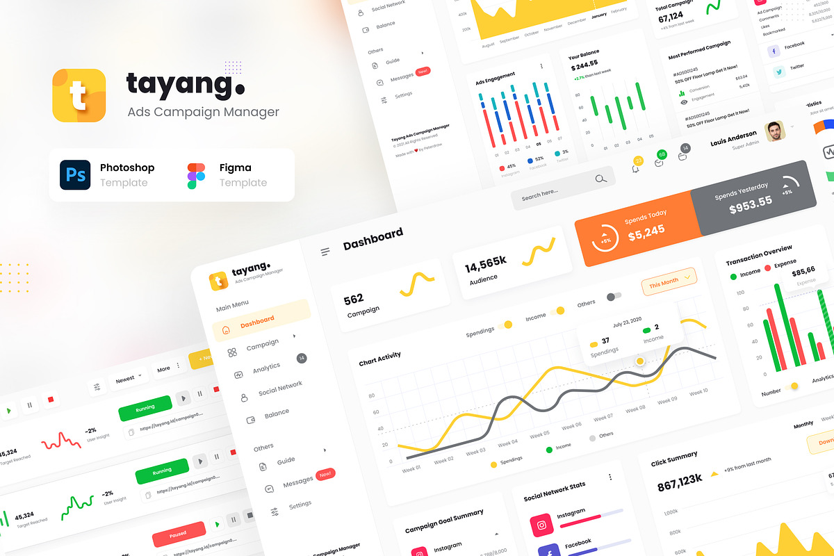 Tayang - Ad Manager Admin Dashboard, an UI Kit Template by peterdraw