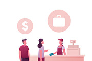 Happy People Standing at Counter, a Food Illustration by Double Bubble