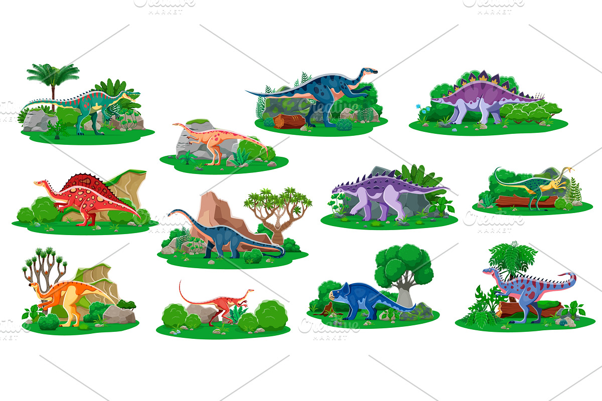 Prehistoric dinosaurs, an Animal Illustration by Vector Tradition
