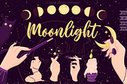 Moonlight Magic vector set, an Illustration by Marine art