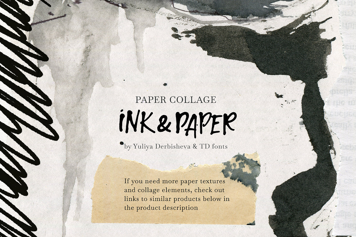 Ink Paper collage elements scraps