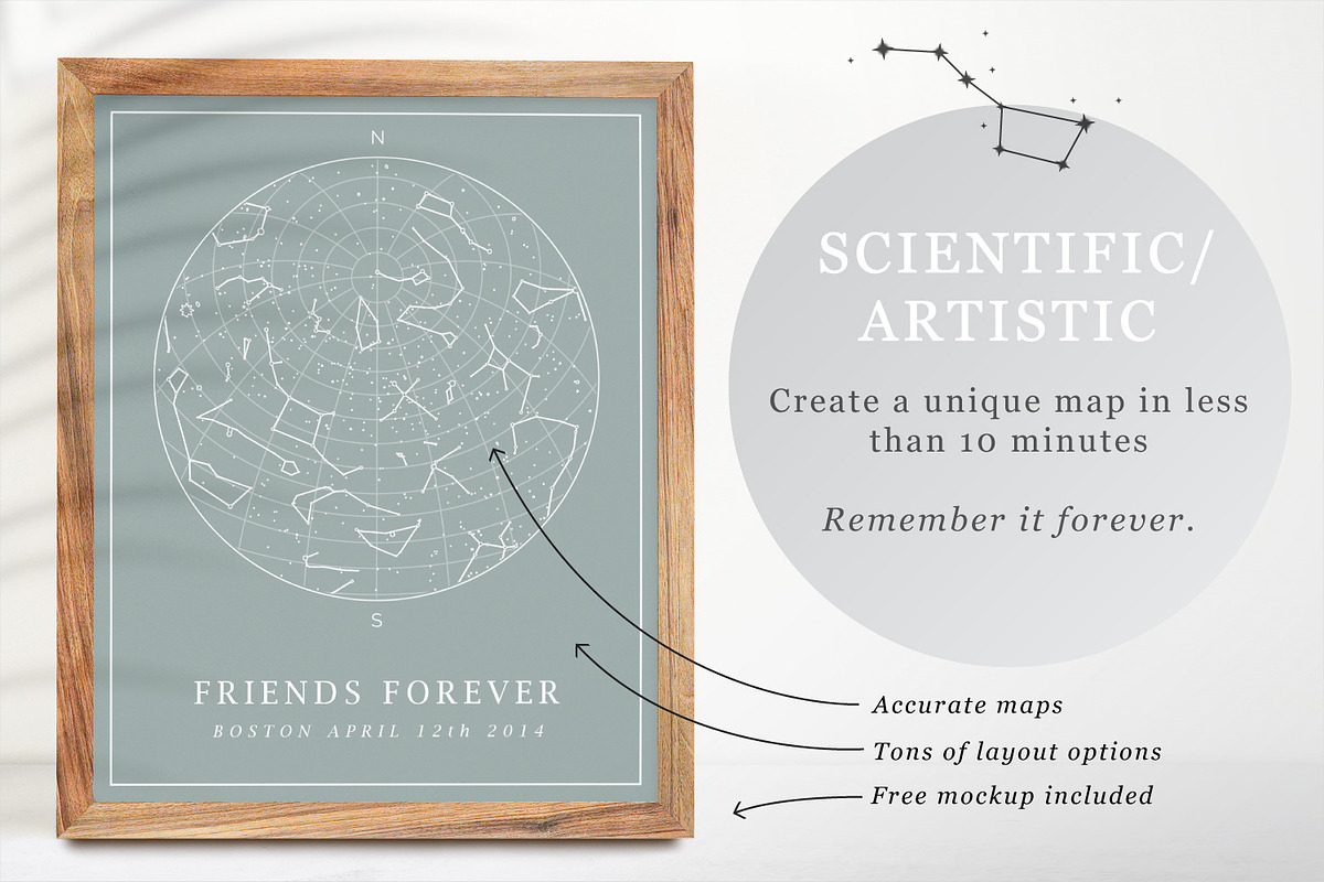 Star Map Poster Creator, Minimal, a Plug-in Add-On by Drifter Studio