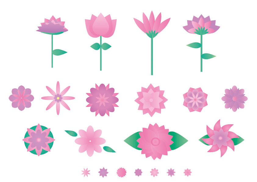 Set 13 Geometric Lovely Flowers, an Illustration by soyTeff