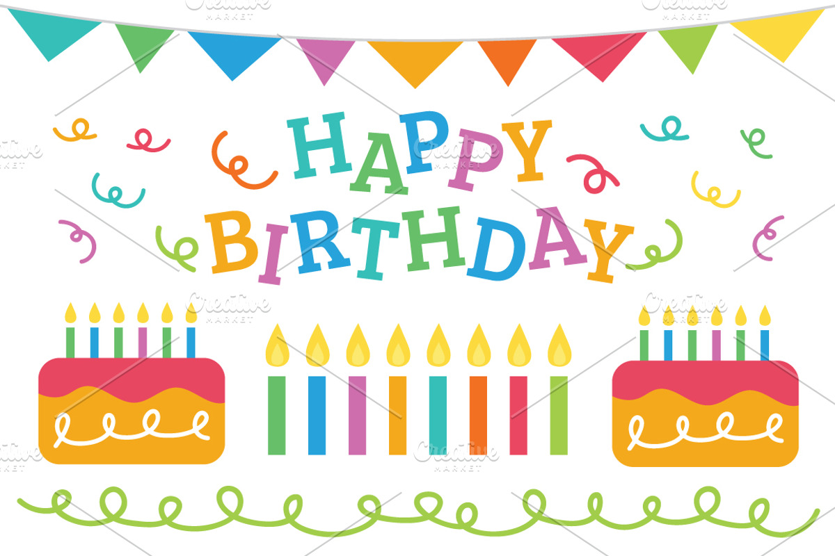 Happy Birthday Party Clip Art Set, a Decorative Illustration by Running ...