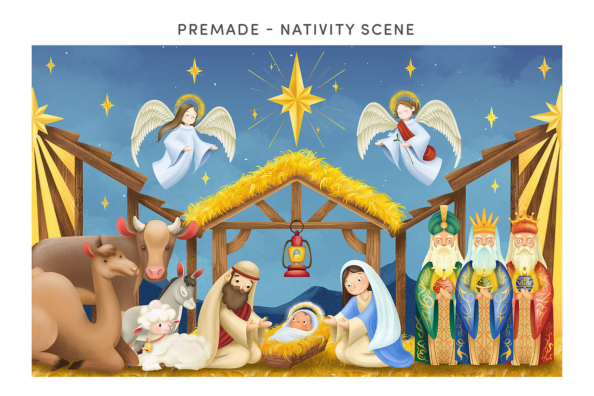 Christmas Nativity Clipart, an Object Graphic by DesignerCandies