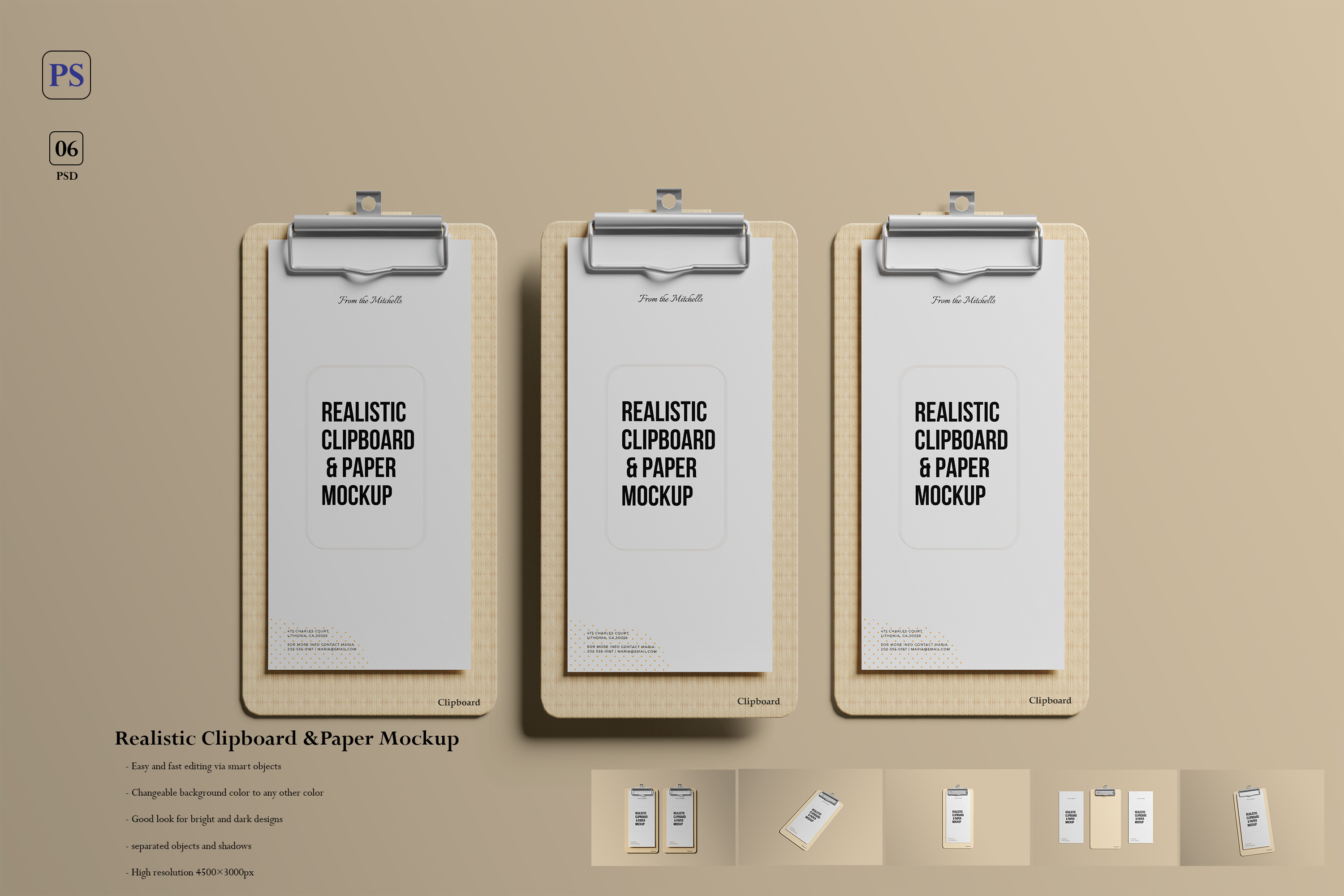 Realistic clipboard & paper mockup, a Merchandise Mockup by Akaimockup