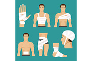 Medical set bandaged body parts, a Healthcare Illustration by artbesouro