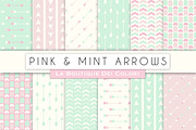 Pink and Mint Arrow Digital Paper | Graphic Patterns ~ Creative Market