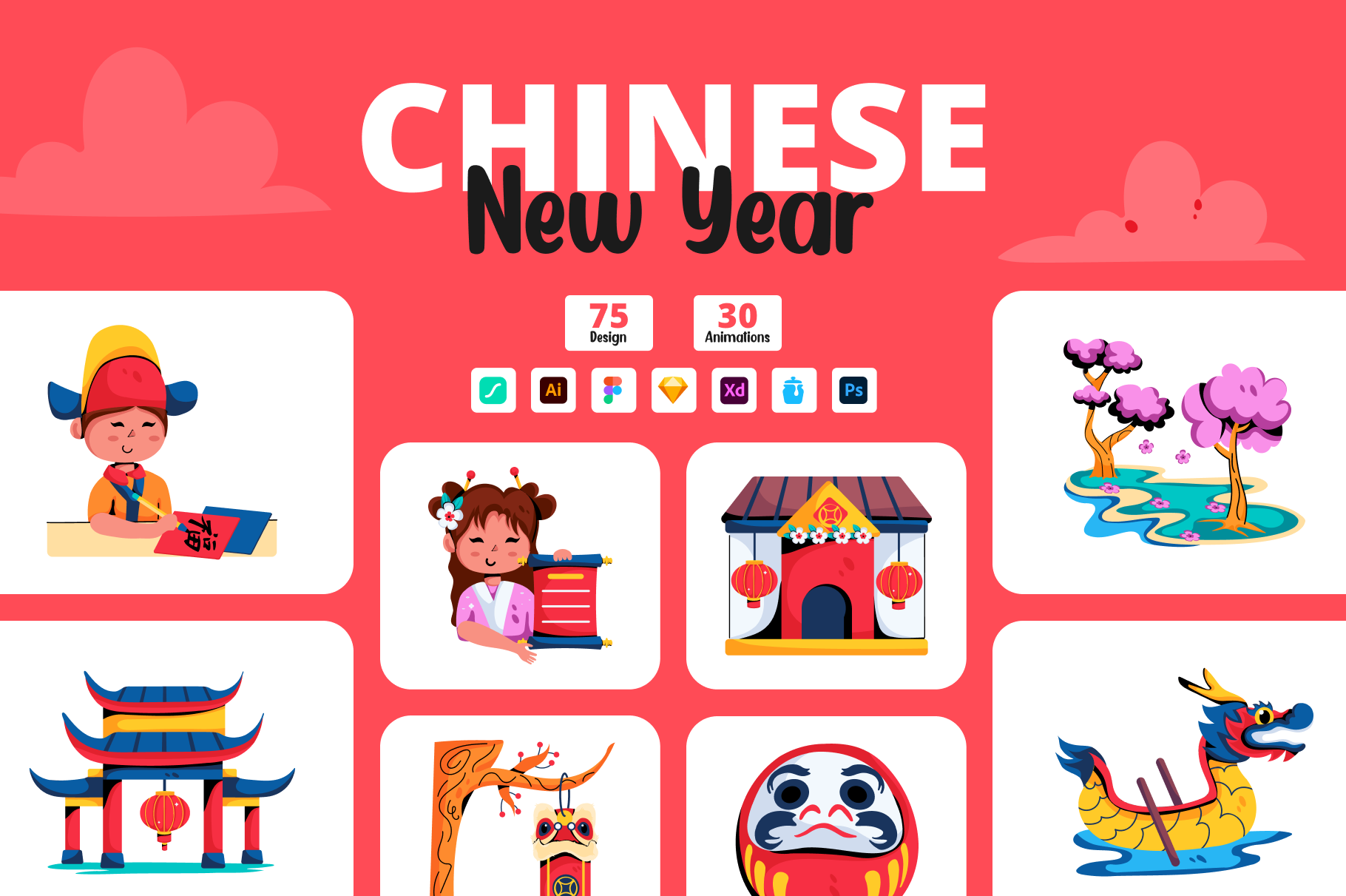 Animated Chinese New Year Icons | Creative Market
