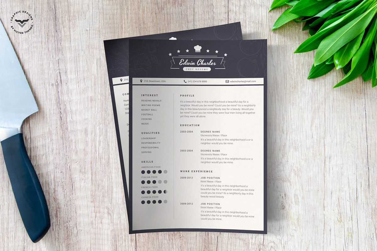 Chef CV Template, a Resume Template by VictorThemes