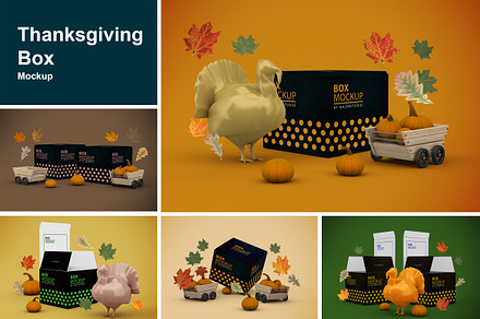 Thanksgiving Box Mockup, a Cups & Container Mockup by Qaleb Studio