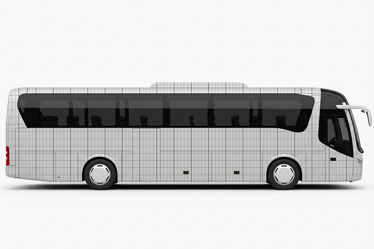 City Coach Bus Mockup with Vehicle