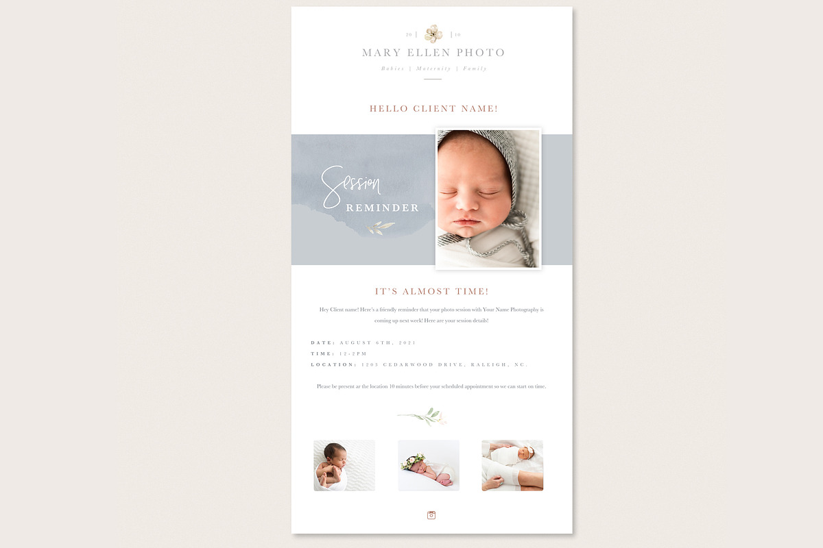 Session Reminder Email Template, an Email Template by By Stephanie Design