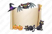 Halloween scroll sign and bat, an Illustration by Christos Georghiou