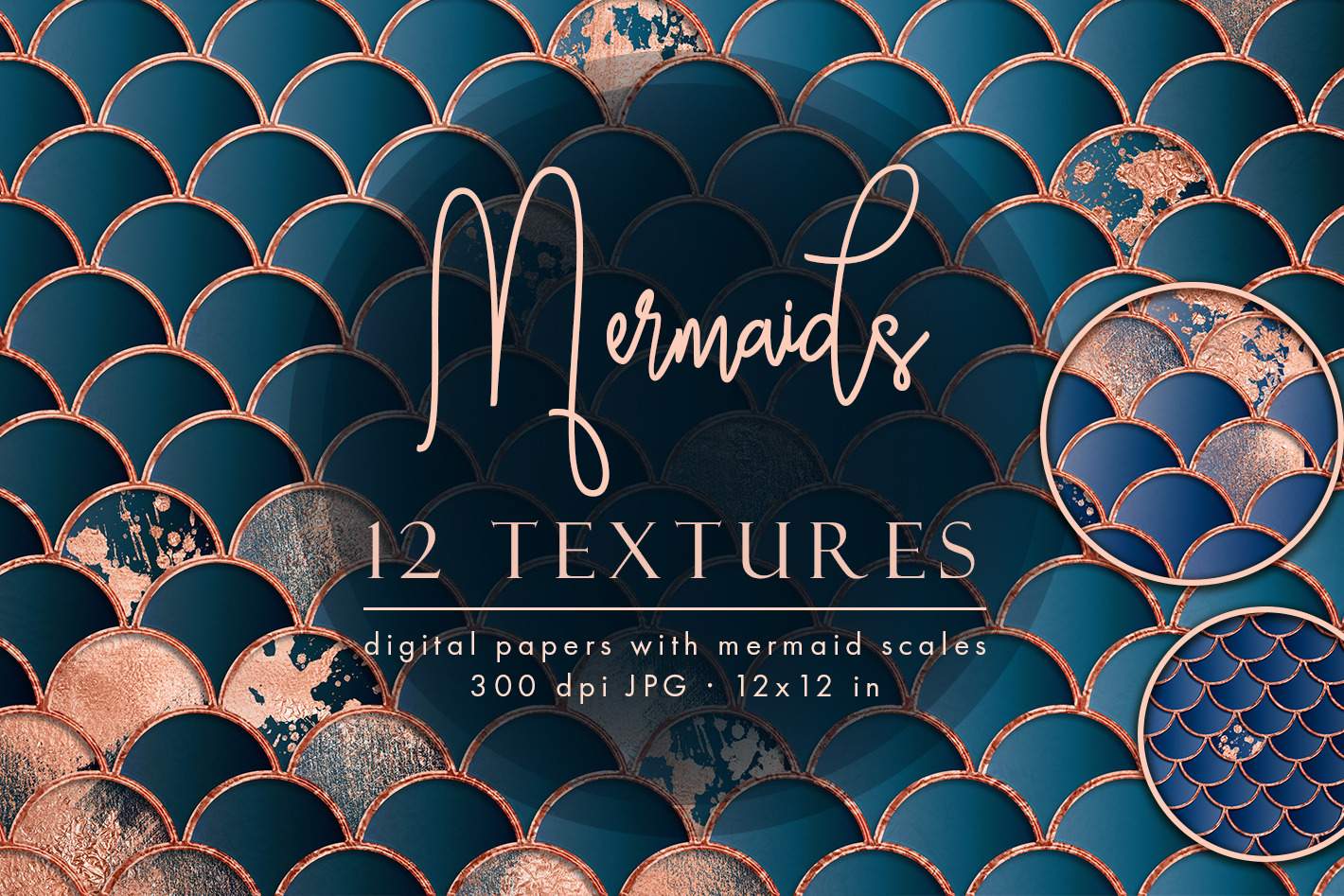 12 Deep blue mermaid textures - JPG, a Texture Graphic by PixelJungle