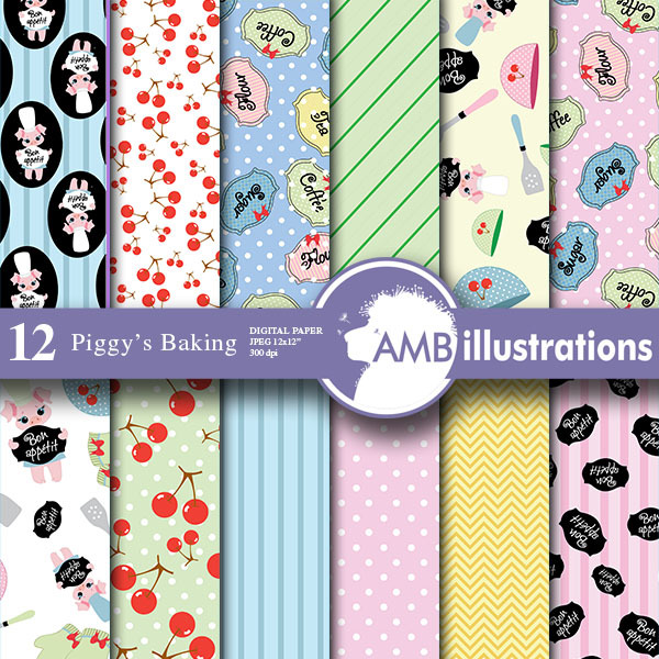 Baking Digital Papers AMB-515, a Pattern Graphic by AMBillustrations ...