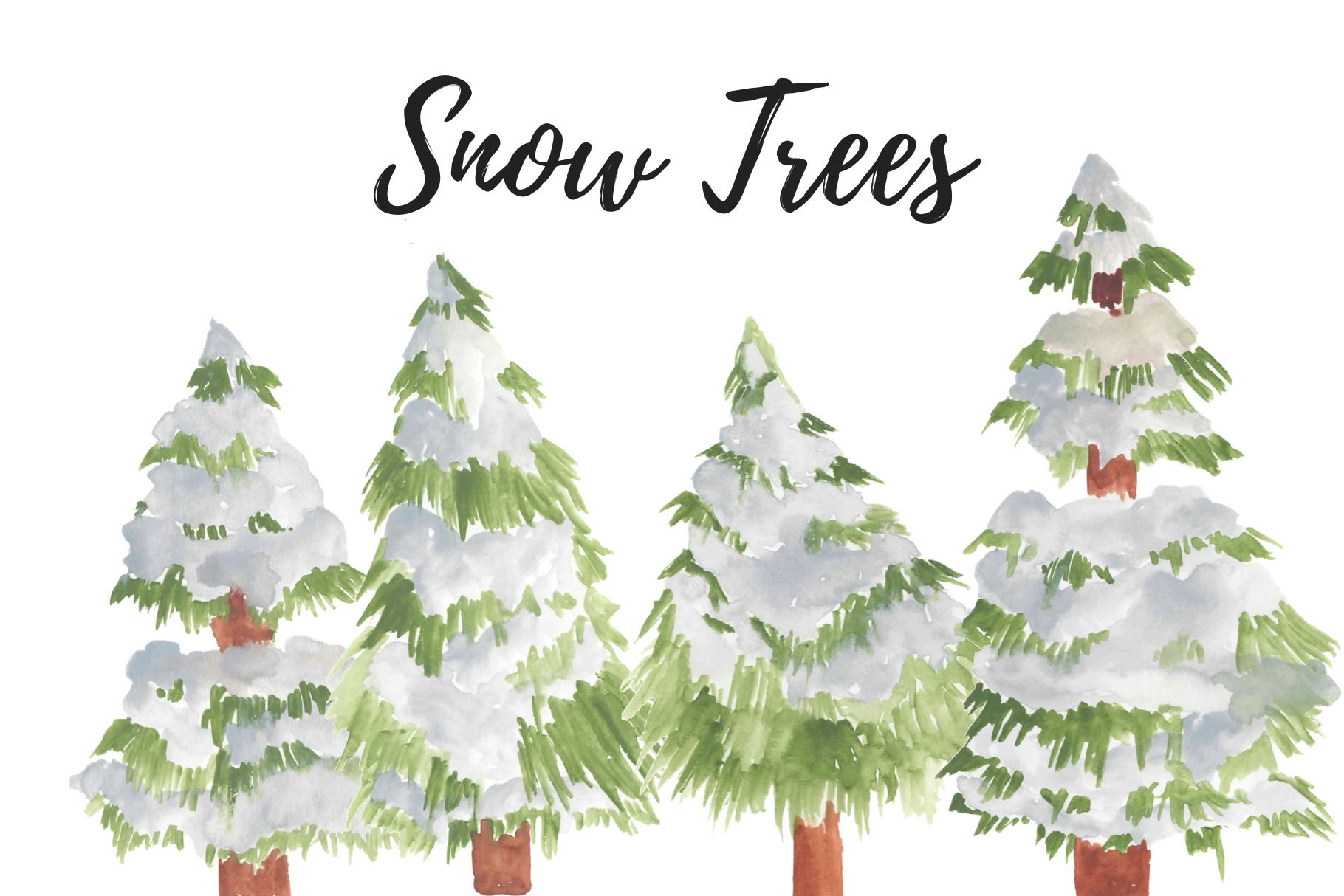 Watercolor Christmas Snow Trees, an Illustration by Writelovely