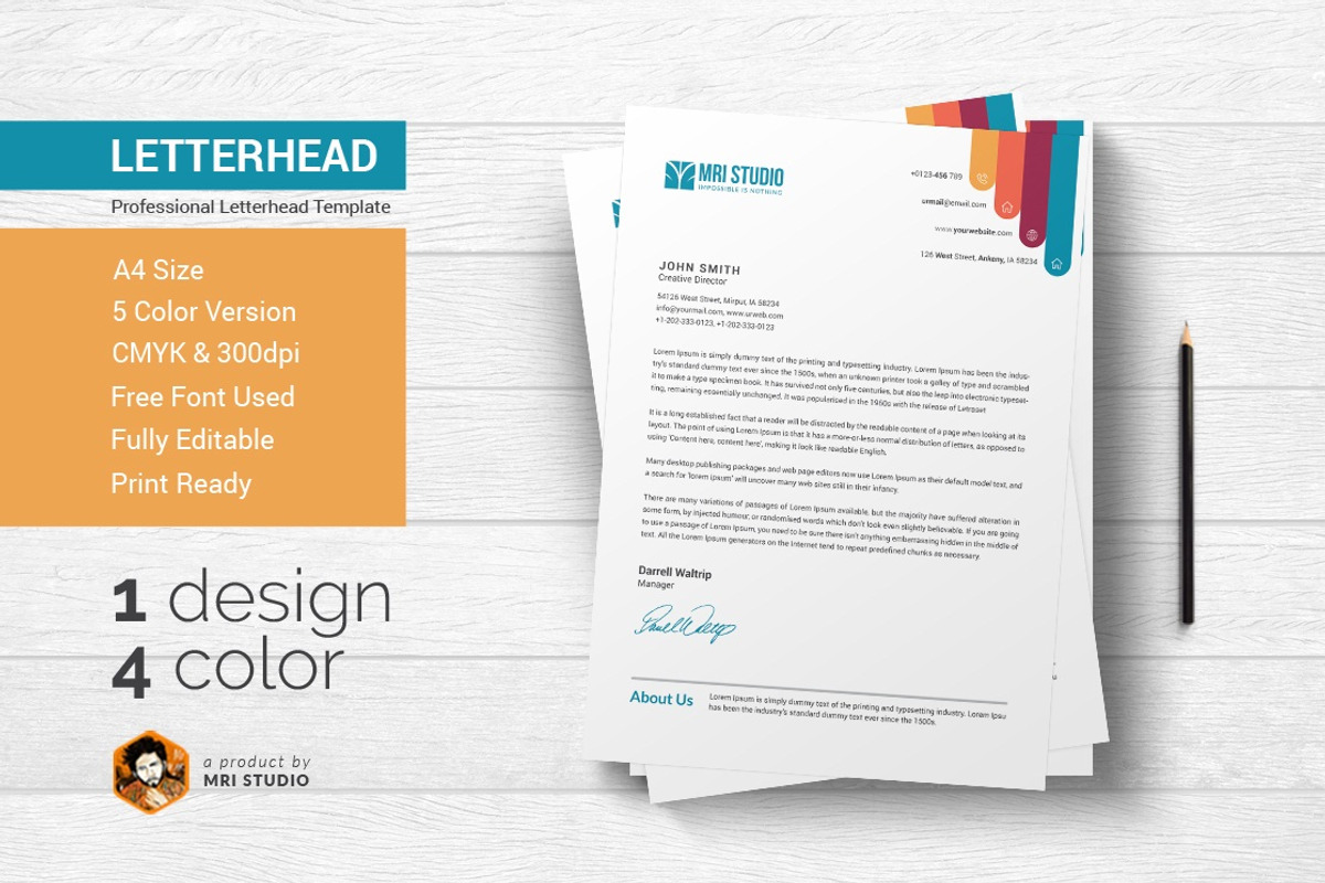 Letterhead, a Stationery Template by MRI STUDIO