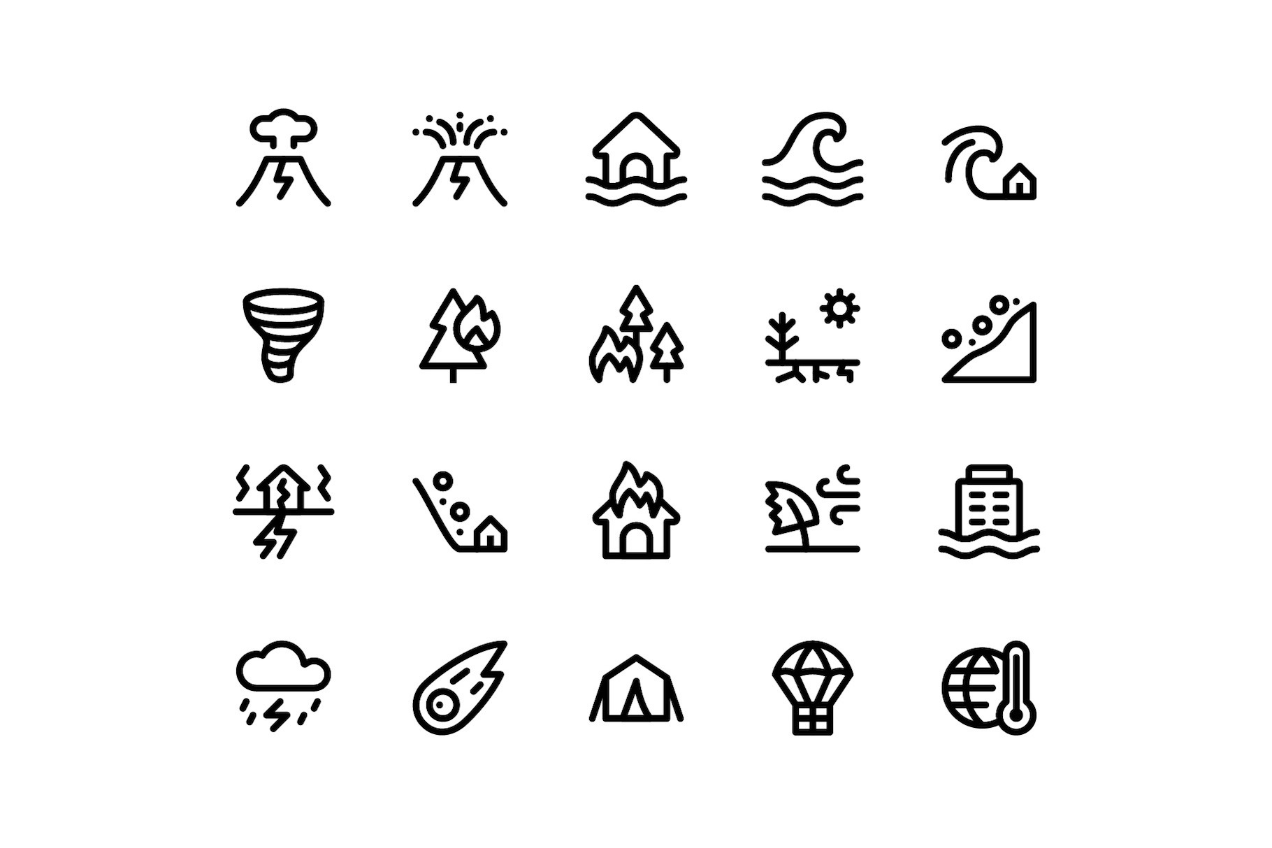 Disaster Line Icons, an Icon by Ayub_Irawan