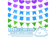 Colorful Bunting Banners Cliparts, an Illustration by Doodle Cloud Studio