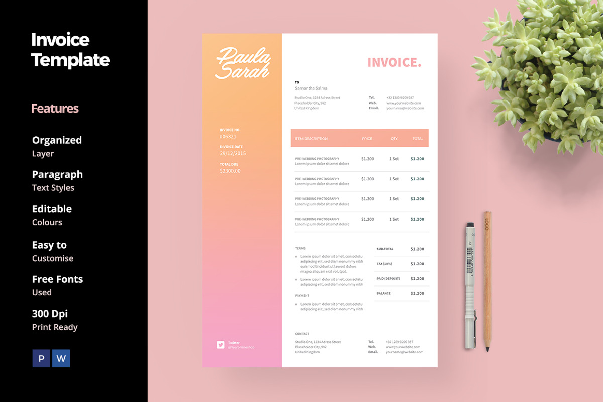 Invoice Template, a Stationery Template by ariodsgn