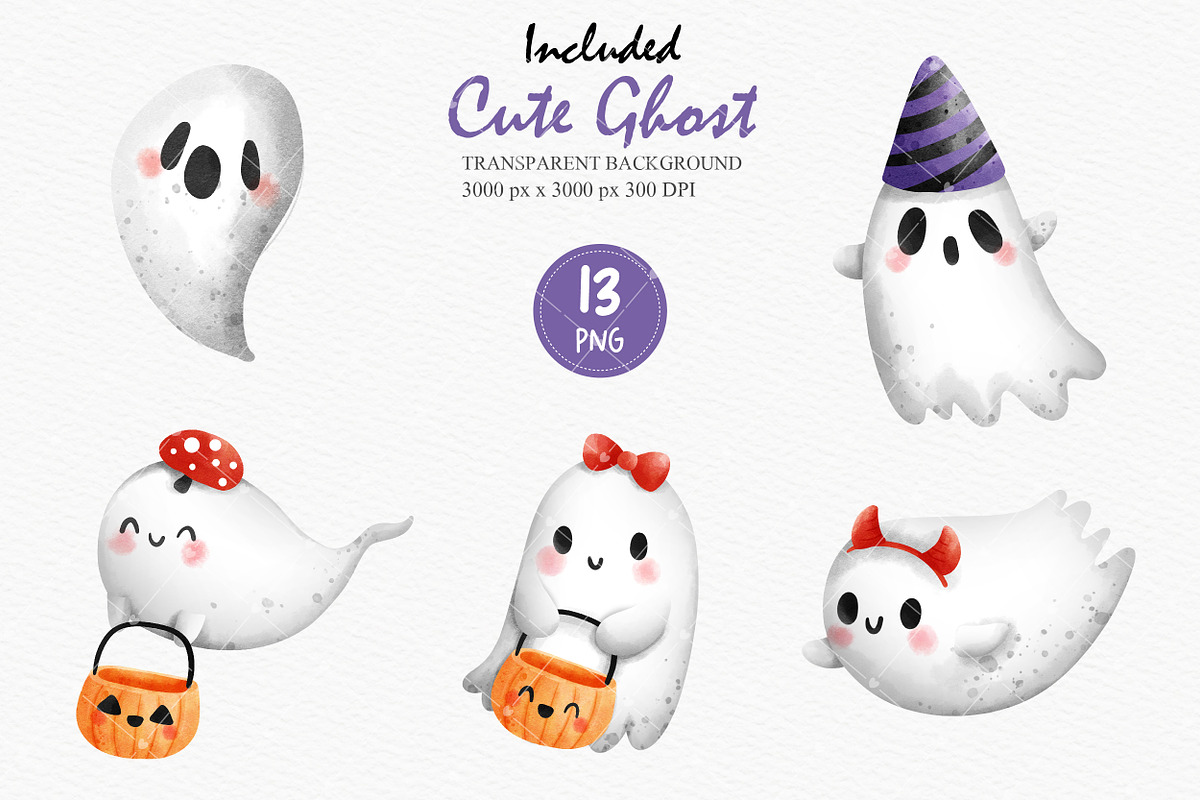 cute ghost clipart, an Illustration by Chonnieartwork