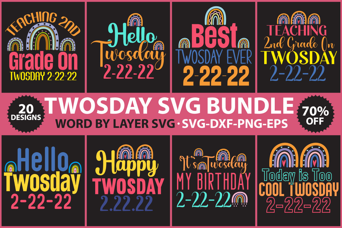 Happy Twosday SVG Bundle, an Object Graphic by Dream-Line