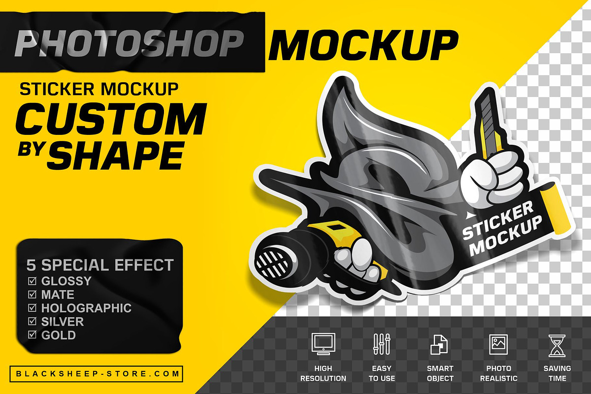 Custom shape Vinyl Sticker Mockup