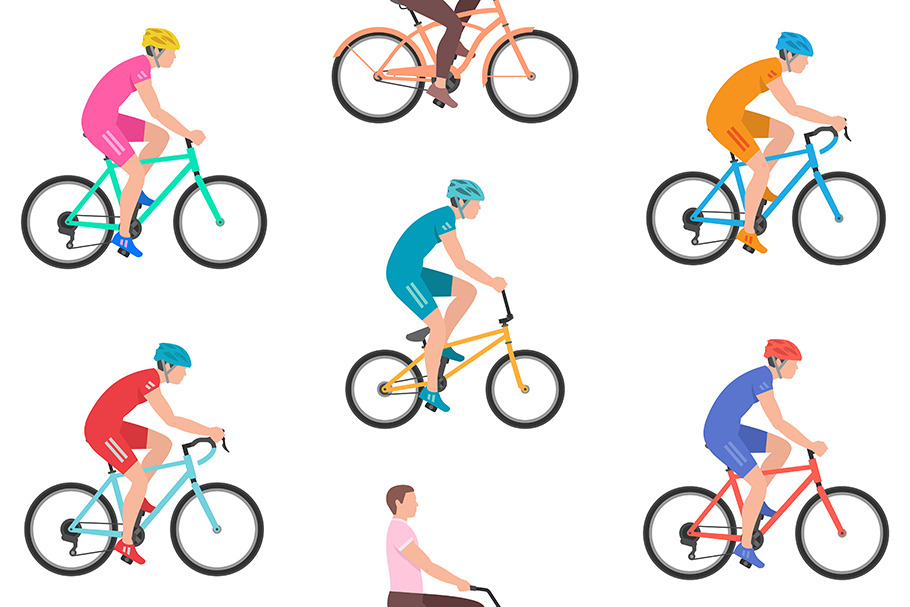 pattern with Men riding bicycles, an Object Graphic by Volyk | Creative ...