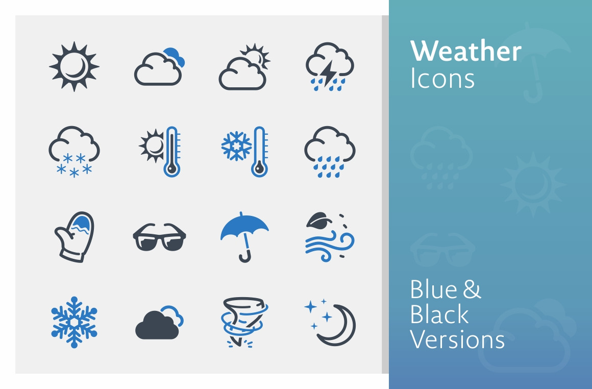 Weather Icons - Blue Series, an Icon by introwiz1 | Creative Market
