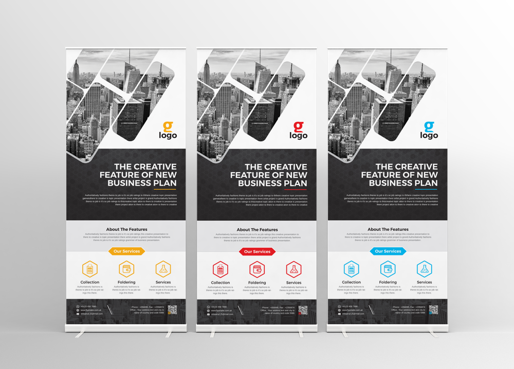 Roll-up Banner, a Stationery Template by GenerousArt