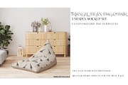 3 Types of Triangle Bean Bag Chairs, a Product Mockup by mock-ups