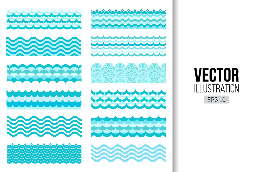 Ocean and sea vector wave texture, a Pattern Graphic by Very Berry Studio