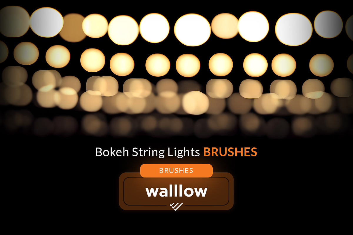 Bokeh string light photoshop brushes, a Brush Add-On by Walllow Creatives