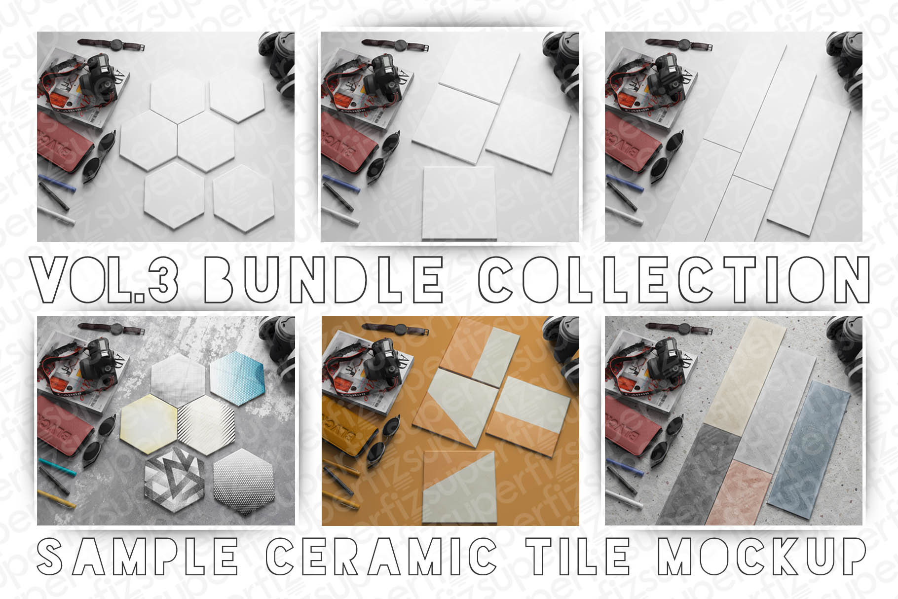 Vol3 Bundle Ceramic Tile Mockup SM93, a Product Mockup by Superfiz Mockups