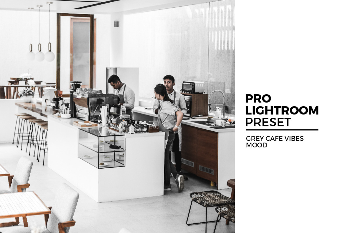 Grey Cafe Mood Lightroom Presets, an Action Add-On by IKFDY