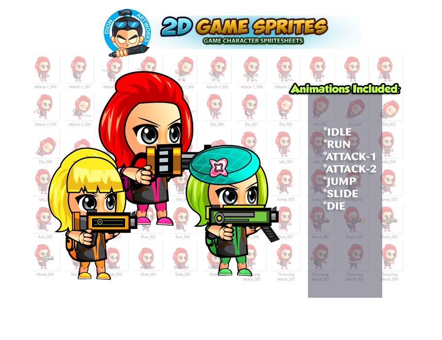 2D Game Character Sprites, an Illustration by DionArtworks