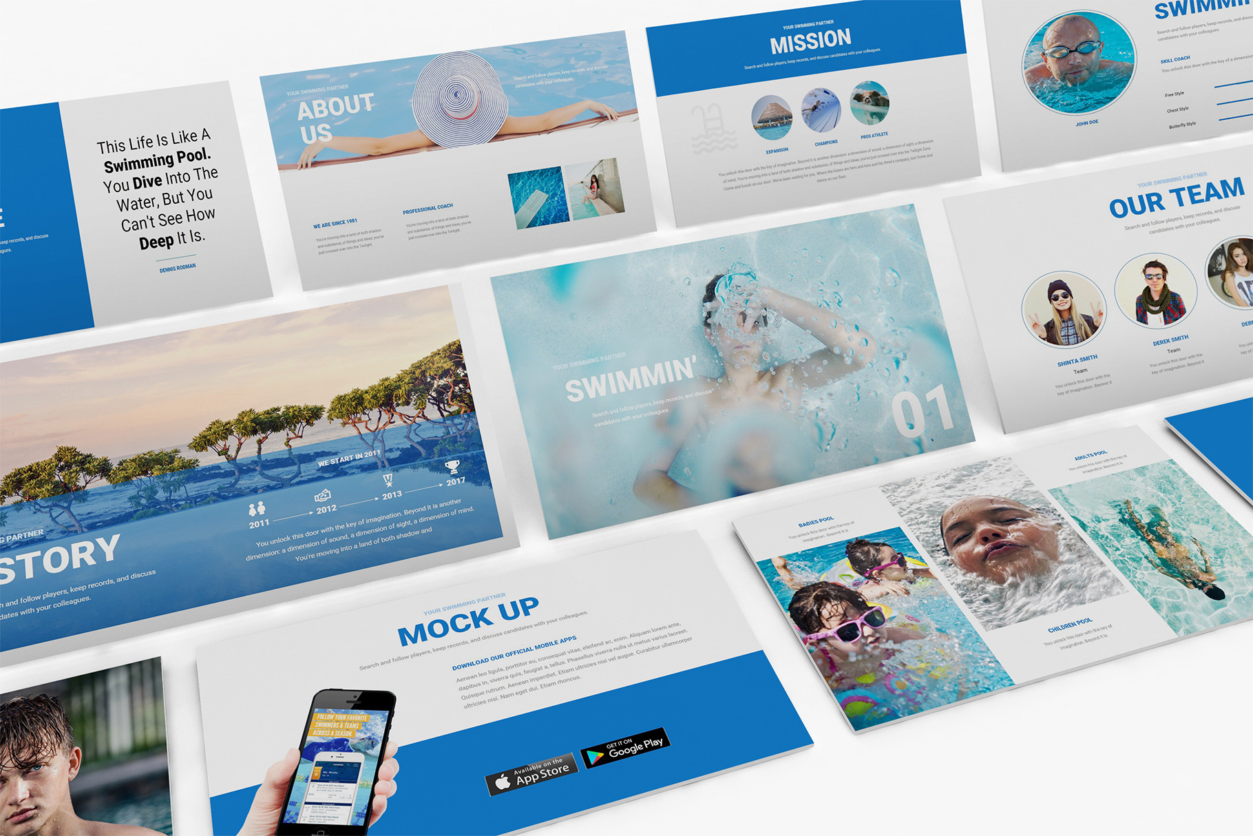 Swimming Powerpoint Template, a Presentation Template by Incools Stokie
