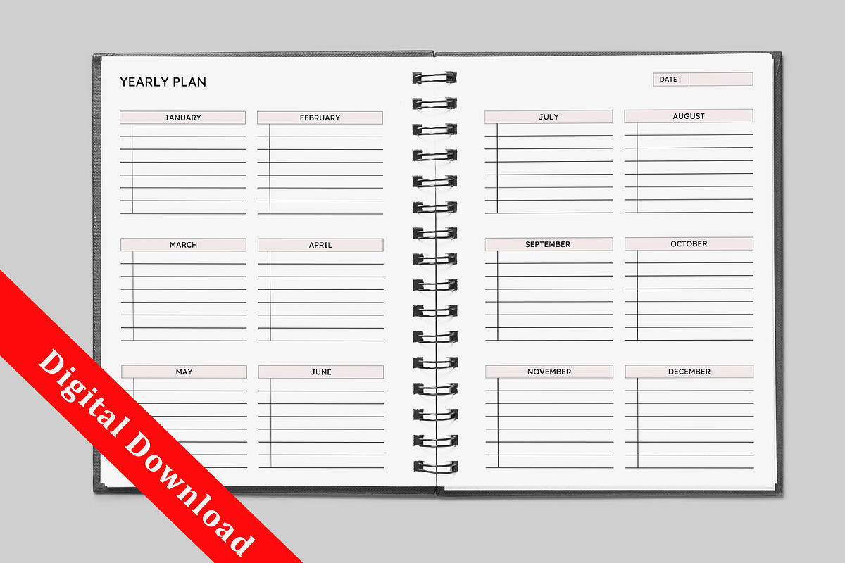 Yearly Planner/12 Month Overview, a Stationery Template by Design Zone