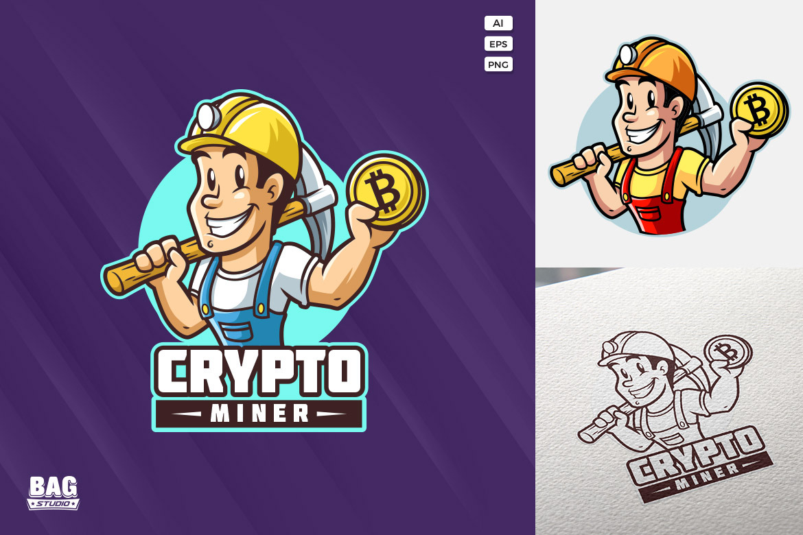 Crypto Miner Mascot Logo | Branding & Logo Templates ~ Creative Market