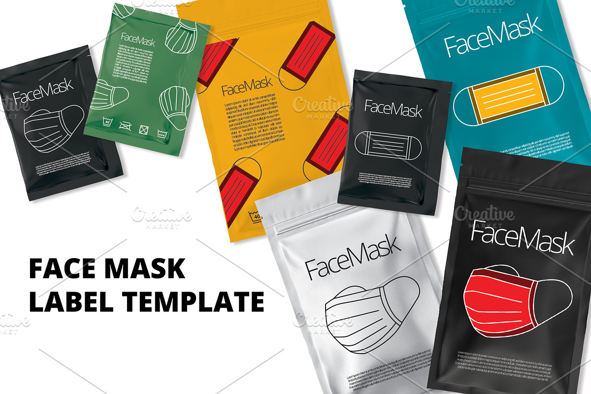 Face Mask Label Design Template, a Templates & Theme by MHLY | Creative ...