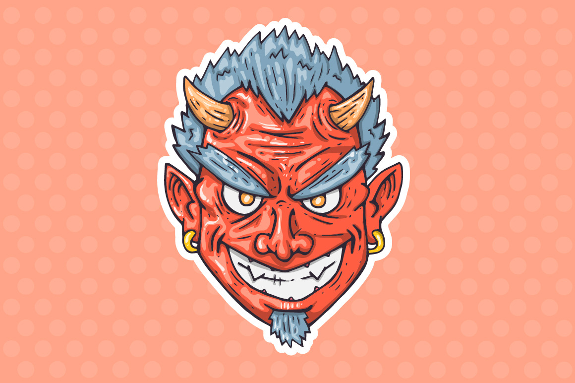cartoon devil head, an Illustration by Andrew_Derr
