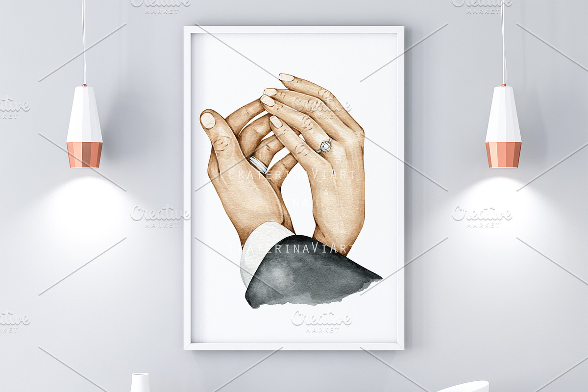 Wedding Holding Hands, an Illustration by EkaterinaViArt