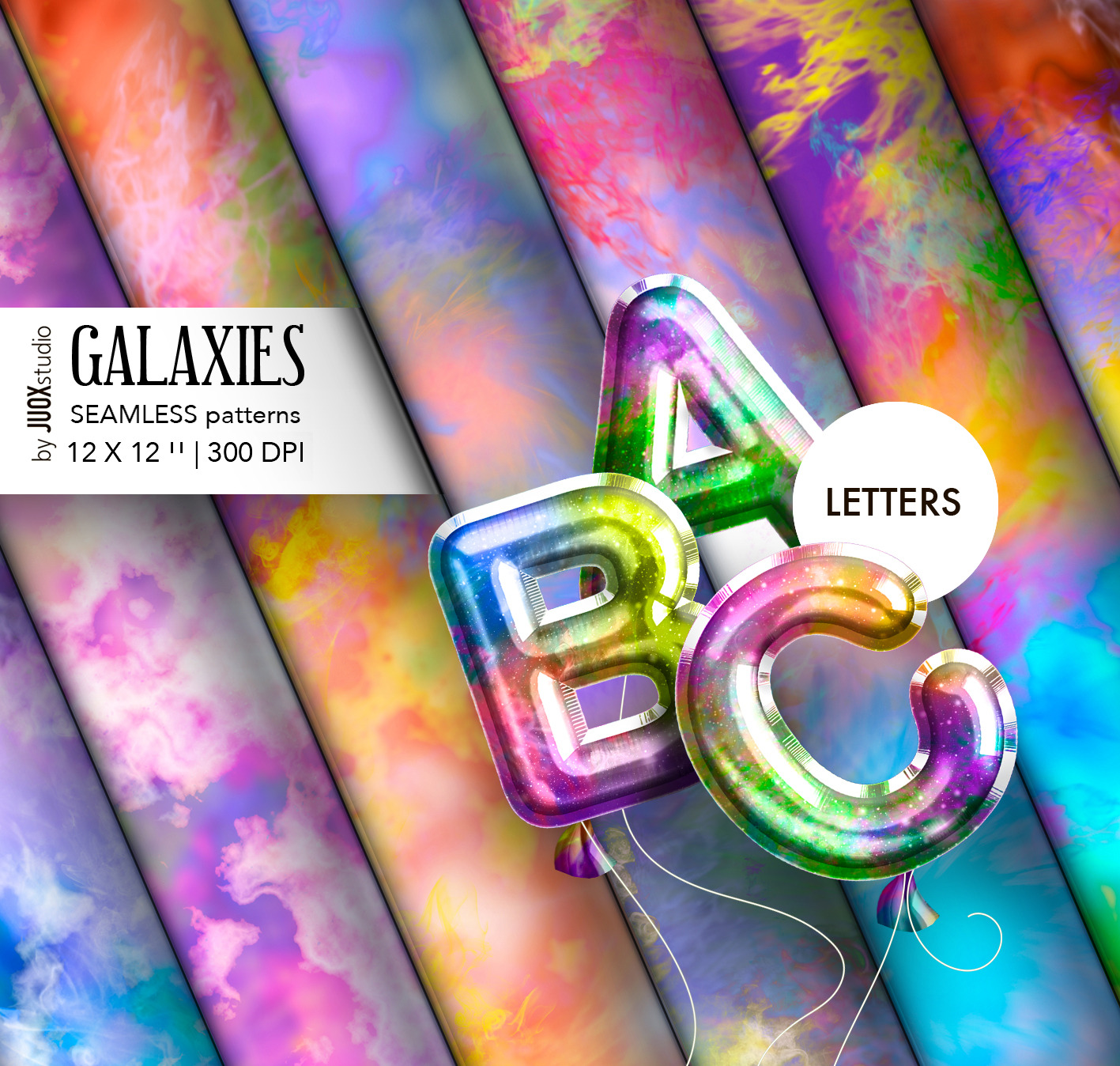 GALAXIES patterns, letters, a Texture Graphic by JUOXstudio