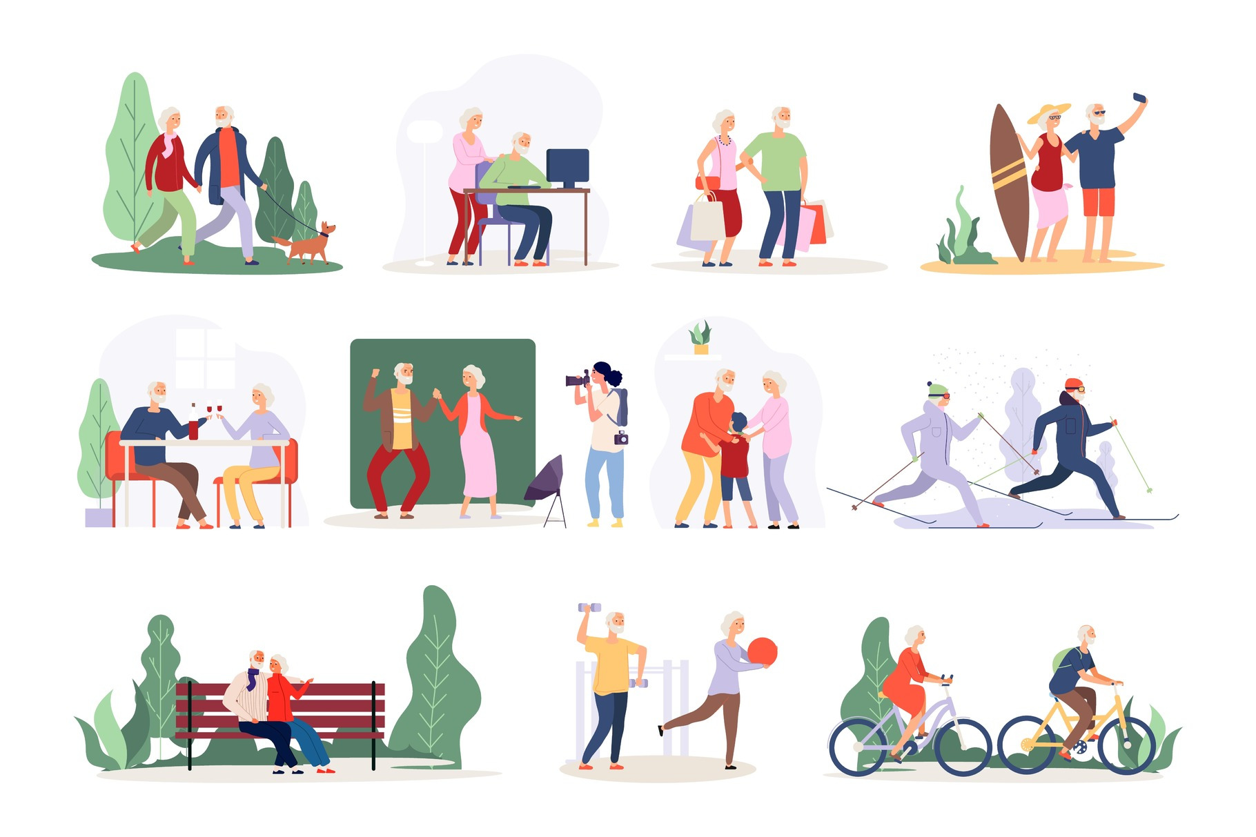 Old couple. Vector active people, a Background Graphic by Valerie Bodnar