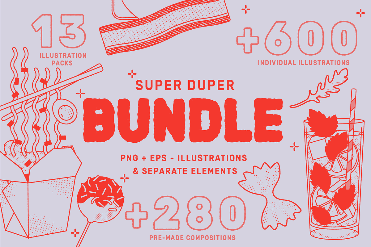 BUNDLE - FOOD VECTOR ILLUSTRATIONS, a Food Illustration by GemPortella