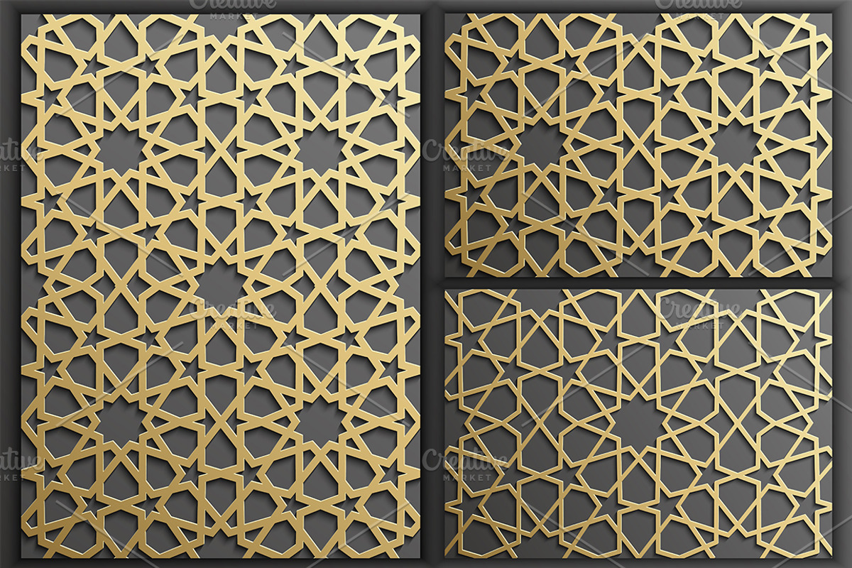 Luxurious Gold Islamic Pattern Set