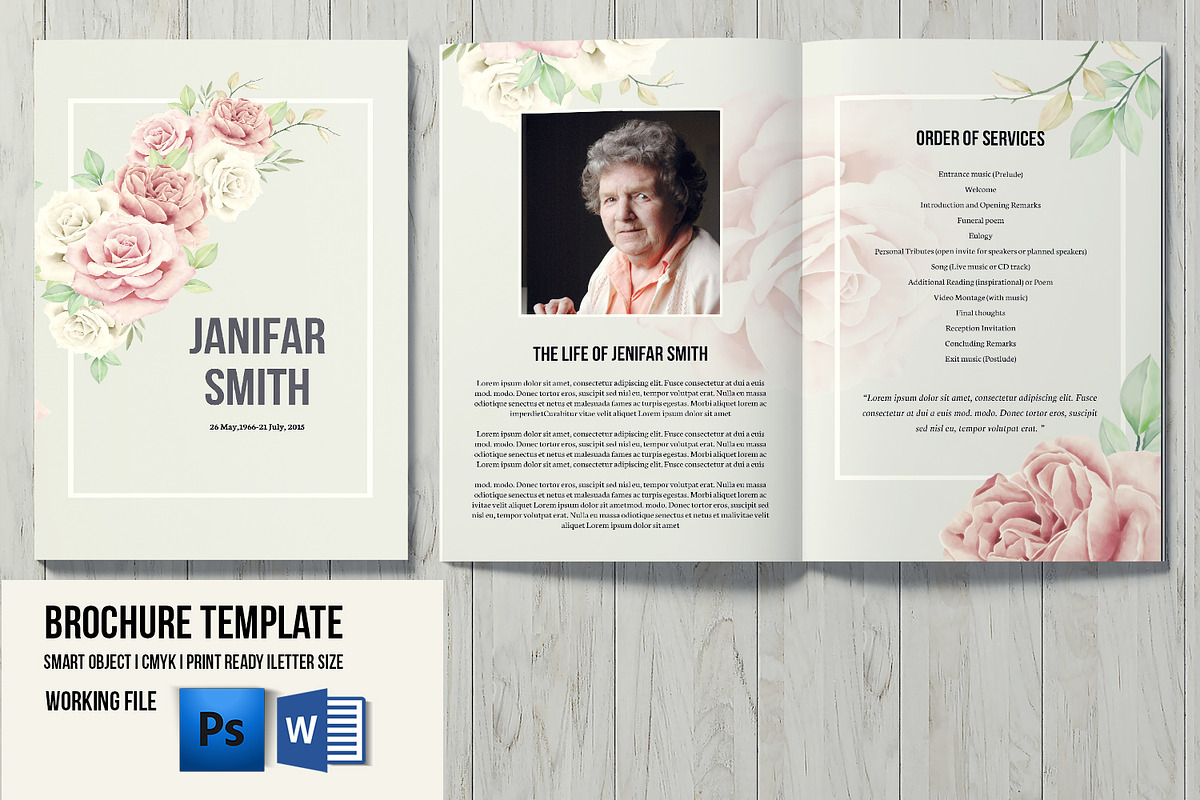 Floral Funeral Template, a Brochure Template by Template Shop
