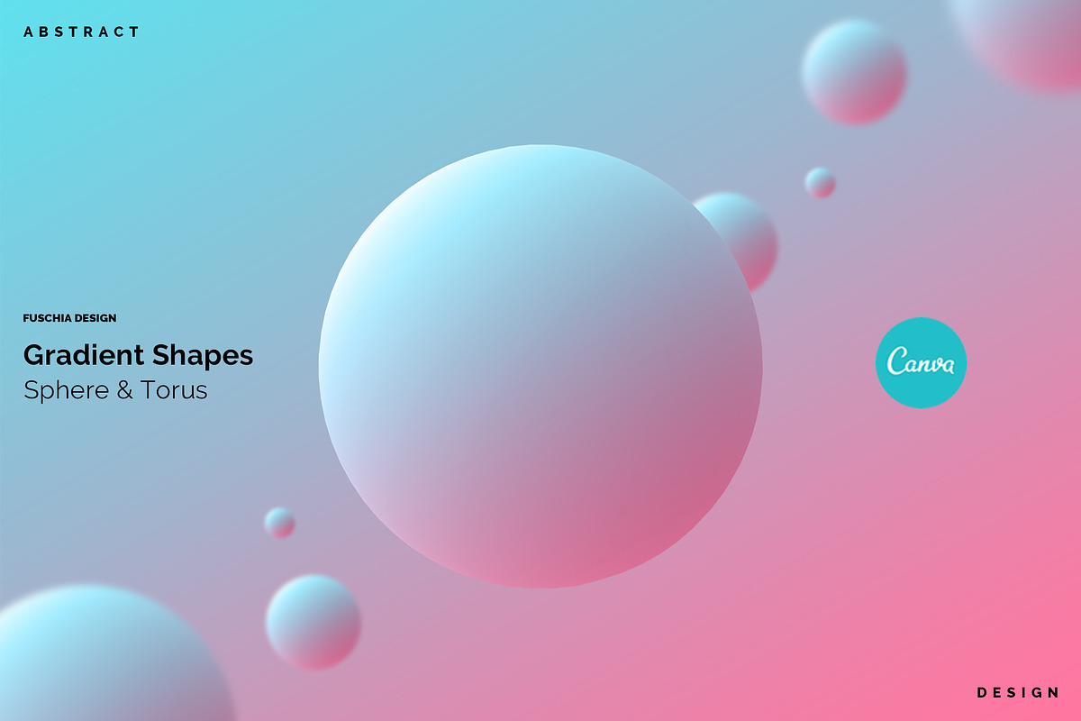 Gradient spheres & torus, a Product Mockup by Fuchsia Design