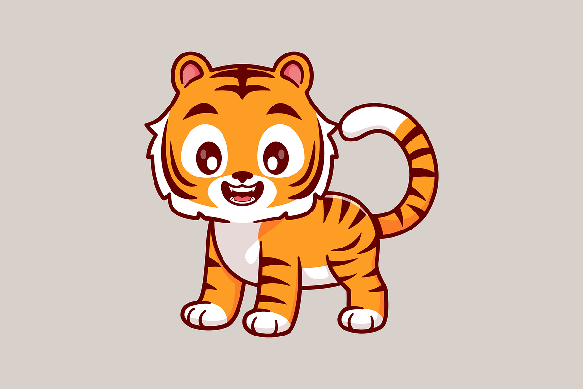 Cute Tiger Standing Cartoon, an Animal Illustration by Catalyst Labs